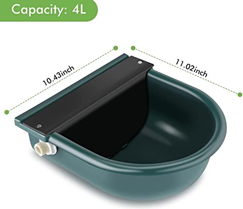 Yosoo Automatic Drinking Waterer Bowl, 4L Automatic Water Trough Livestock Drinking Bowl Drainage Hole Water Trough Farm Grade with with Copper Nozzle for Horse Cattle Goat Sheep Dog