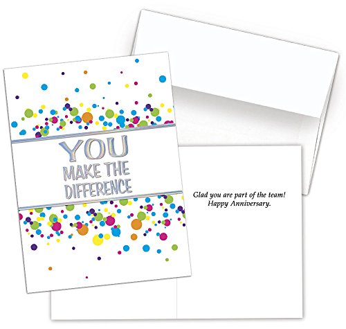 25 Employee Anniversary Cards - You Make the Difference - 26 White Envelopes - FSC Mix