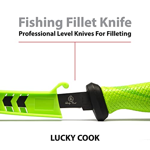 Lucky Cook Sharp Curved Fish Fillet Knife 6.5 inch, Flexible Thin and Sturdy Knife with Ergonomic Handle