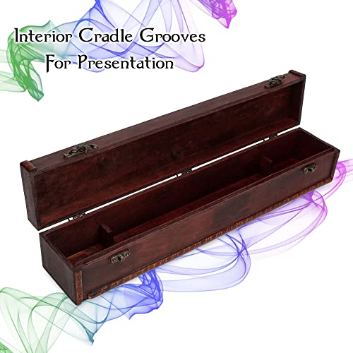 Cottage Garden Witch Wizard Handcrafted Wood Magic Wand Box, 18 inch, Mahogany Medallion