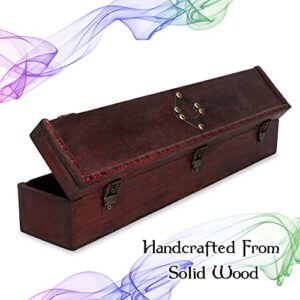 Cottage Garden Witch Wizard Handcrafted Wood Magic Wand Box, 18 inch, Mahogany Medallion