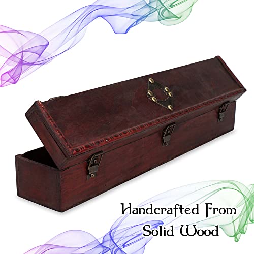 Cottage Garden Witch Wizard Handcrafted Wood Magic Wand Box, 18 inch, Mahogany Medallion