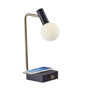 adesso 3214-01 windsor led desk lamp wireless charging, 7w led, 5w qi, usb port, indoor lighting lamps,black