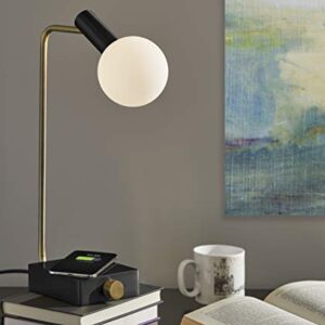 Adesso 3214-01 Windsor LED Desk Lamp Wireless Charging, 7W LED, 5W QI, USB Port, Indoor Lighting Lamps,Black