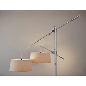 Adesso 5275-22 Manhattan Two-Arm Arc Lamp, 78-102 in., 2 x 150W Incandescent/ 13W CFL, Brushed Steel, 1 Floor Lamp