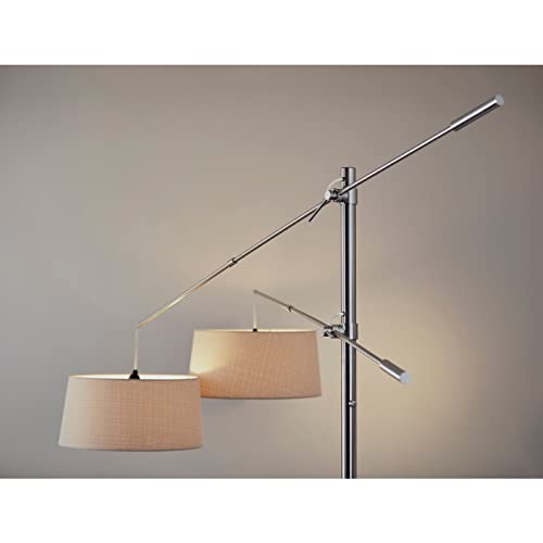 Adesso 5275-22 Manhattan Two-Arm Arc Lamp, 78-102 in., 2 x 150W Incandescent/ 13W CFL, Brushed Steel, 1 Floor Lamp