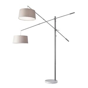 Adesso 5275-22 Manhattan Two-Arm Arc Lamp, 78-102 in., 2 x 150W Incandescent/ 13W CFL, Brushed Steel, 1 Floor Lamp