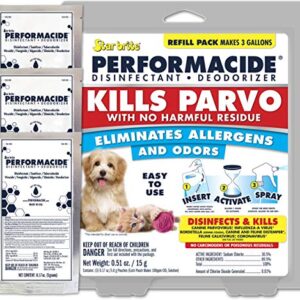 STAR BRITE PERFORMACIDE No-Rinse Disinfectant / Deodorizer for Pet Surfaces | Kills Parvovirus, Ringworm, Feline Calicivirus, Avian Influenza (Bird Flu), 3 Gallon Eco-Friendly Refill Pouches