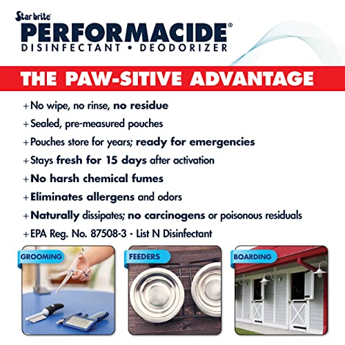 STAR BRITE PERFORMACIDE No-Rinse Disinfectant / Deodorizer for Pet Surfaces | Kills Parvovirus, Ringworm, Feline Calicivirus, Avian Influenza (Bird Flu), 3 Gallon Eco-Friendly Refill Pouches