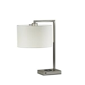 Adesso 4123-22 Austin Table Lamp Wireless Charging, 7W LED, 5W QI, USB Port, Indoor Lighting Lamps, Brushed Steel