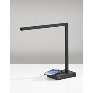 Adesso 4220-01 Aidan LED Desk Lamp Wireless Charging, 7W LED, 5W QI, USB Port, Indoor Lighting Lamps , Black