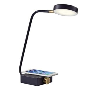 adesso 3618-01 conrad led desk lamp wireless charging, 7w led, 5w qi, usb port, indoor lighting lamps