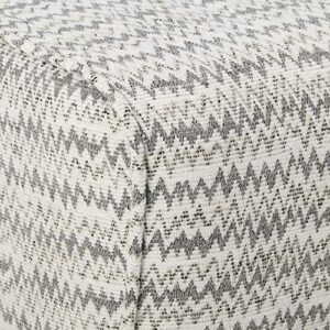 Christopher Knight Home Sade Mid Century Boho Fabric Ottoman, Light Grey Zig Zag Pattern