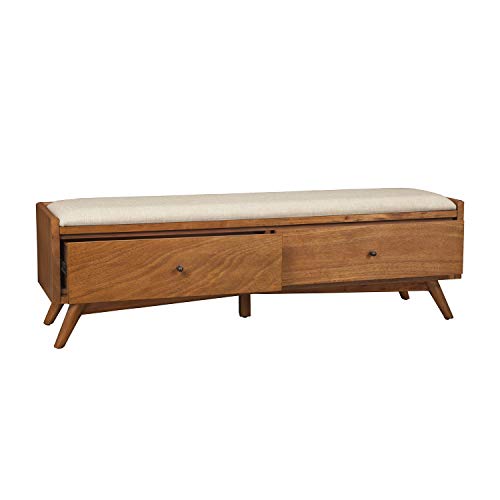 Alpine Furniture Flynn Mid Century Bench, 59" W x 15" D x 18.5" H, Acorn