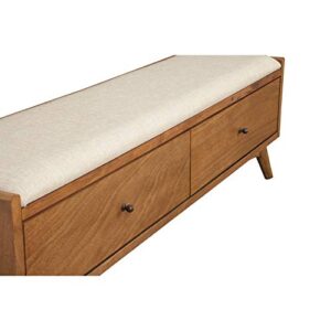 Alpine Furniture Flynn Mid Century Bench, 59" W x 15" D x 18.5" H, Acorn