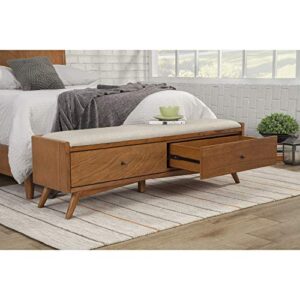 Alpine Furniture Flynn Mid Century Bench, 59" W x 15" D x 18.5" H, Acorn