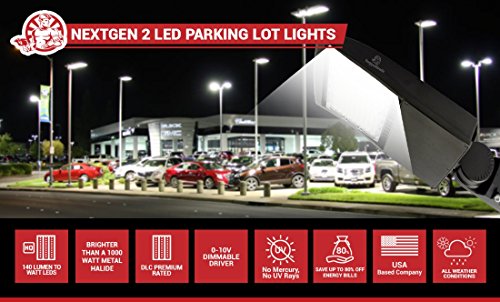 RuggedGrade 150 Watt LED NextGen III Parking Lot Lights - 21,000 Lumen - 5000K - Slip Fit Mount - with photocell