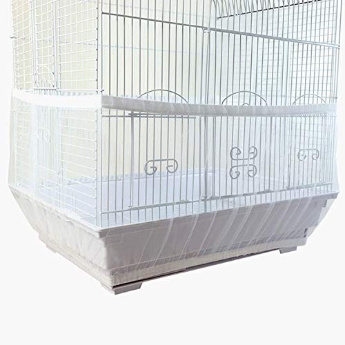 4 Colors Ventilated Nylon Bird Cage Cover Shell Seed Catcher Pet Products Large Size Bird Cage Seed Catcher Seeds Guard Parrot Nylon Mesh Net Cover Stretchy Shell Skirt Traps Cage Basket Soft White