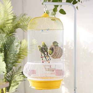 4 Colors Ventilated Nylon Bird Cage Cover Shell Seed Catcher Pet Products Large Size Bird Cage Seed Catcher Seeds Guard Parrot Nylon Mesh Net Cover Stretchy Shell Skirt Traps Cage Basket Soft White