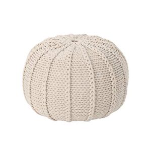 christopher knight home agatha knitted cotton pouf, beige