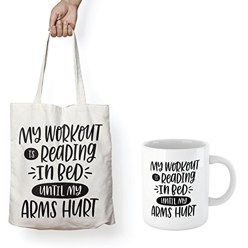 MY WORKOUT IS READING IN BED - Book Lovers Canvas Tote Bag- Ideal Book Related Gift! Literary Readers Gift for your favorite bookworm, friend – man or woman!