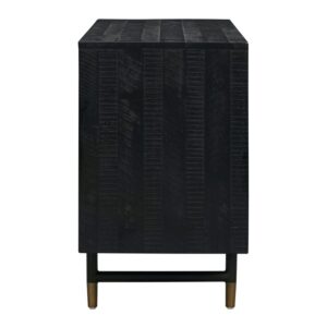 TOV Furniture The The Gatsby Collection Art Deco Brass Dark Acacia Wood Buffet Table with Tempered Glass Doors,