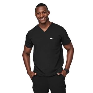 figs leon three-pocket scrub top for men - black, l