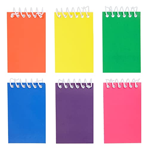 BLUE PANDA 24-Pack Mini Notepads, Rainbow Colored Notepads Bulk Pack for Note Taking, Stocking Stuffers, Top Spiral, Lined Paper Pads, School Supplies (6 Colors, 2.25x3.5 in)