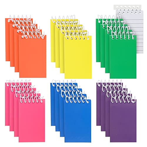 BLUE PANDA 24-Pack Mini Notepads, Rainbow Colored Notepads Bulk Pack for Note Taking, Stocking Stuffers, Top Spiral, Lined Paper Pads, School Supplies (6 Colors, 2.25x3.5 in)