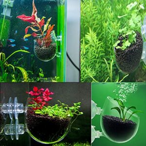 Tfwadmx Plant Pot Aquarium Decor Aquatic Plant Cup with 2 Suction Cup for Fish Tank Aquarium Aquascape(2 Pack)