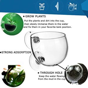 Tfwadmx Plant Pot Aquarium Decor Aquatic Plant Cup with 2 Suction Cup for Fish Tank Aquarium Aquascape(2 Pack)