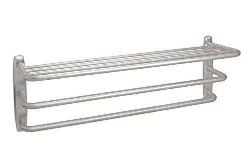 FPL Oversized 28 Inch Stainless Steel Hotel Towel Rack & Shelf in Brushed Stainless Steel Finish