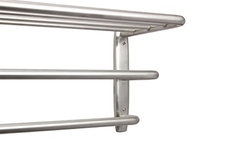 FPL Oversized 28 Inch Stainless Steel Hotel Towel Rack & Shelf in Brushed Stainless Steel Finish