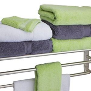 FPL Oversized 28 Inch Stainless Steel Hotel Towel Rack & Shelf in Brushed Stainless Steel Finish