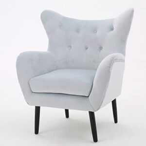 christopher knight home seigfried velvet arm chair, light grey