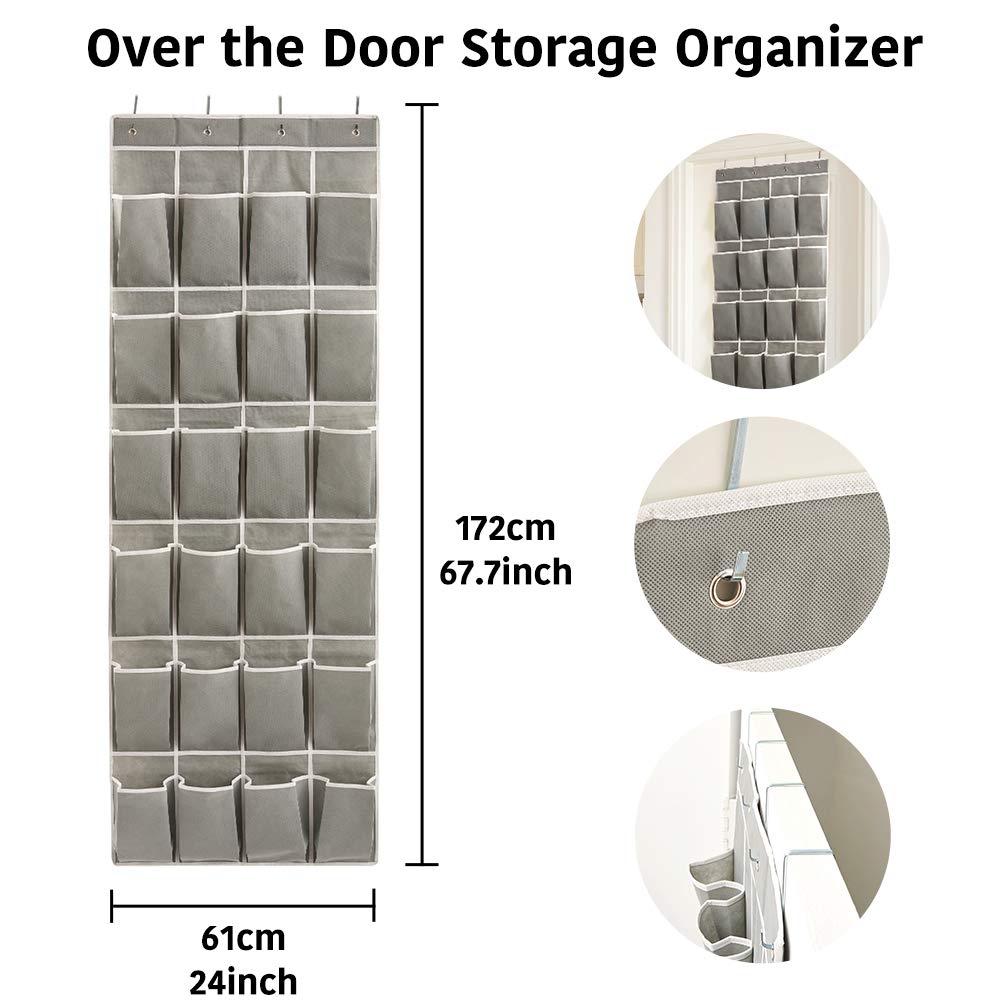 EZOWare Over the Door Hanging Organizer, 24 Large Pockets Multipurpose Hanging Storage for Pantry, Closet, Bathroom, Shoes, toys - Pack of 1