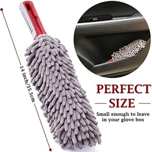 Car Duster Interior by TAKAVU, 360° Microfiber Fingers, Unbreakable Comfort Handle, Lint and Scratch Free, Include Microfiber Towel, for Car & Home Use, The Best Auto Accessories