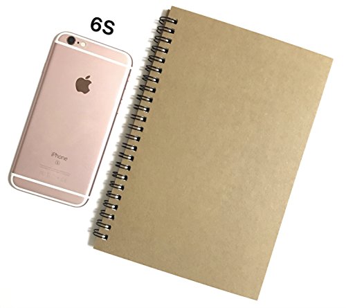 VEEPPO A5 Wirebound Notebooks Bulk Journals Spiral Steno Pads Blank/Lined Kraft Brown Cardboard Cover Thick Cream Writing Pad Sketchbook Scrapbook Album (Lined White---Pack of 4)