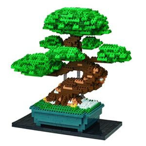 nanoblock - Bonsai Matsu Deluxe Edition World Famous, Advanced Hobby Series Building Kit, Green (NB039)