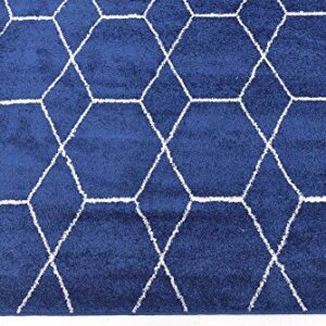 Unique Loom Trellis Frieze Collection Area Rug - Geometric (4' 1" x 6' 1", Navy Blue/ Ivory)