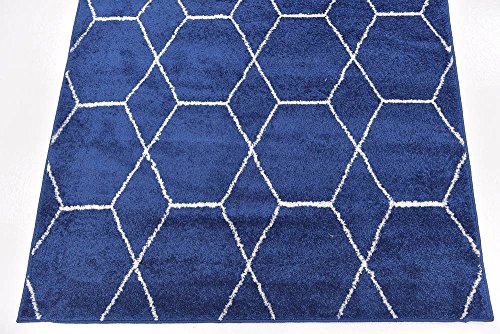 Unique Loom Trellis Frieze Collection Area Rug - Geometric (4' 1" x 6' 1", Navy Blue/ Ivory)