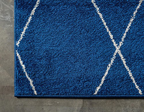 Unique Loom Trellis Frieze Collection Area Rug - Geometric (4' 1" x 6' 1", Navy Blue/ Ivory)