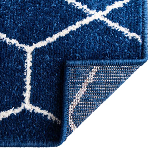 Unique Loom Trellis Frieze Collection Area Rug - Geometric (4' 1" x 6' 1", Navy Blue/ Ivory)