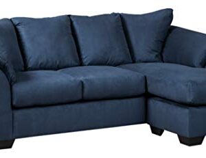 Signature Design by Ashley Darcy Casual Plush L-Shaped Reversible Sofa Chaise Chofa, Dark Blue