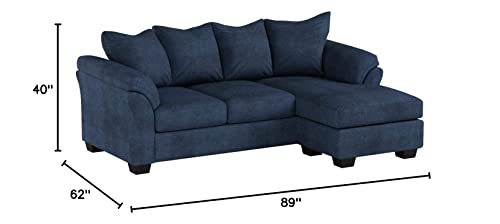 Signature Design by Ashley Darcy Casual Plush L-Shaped Reversible Sofa Chaise Chofa, Dark Blue