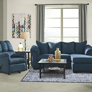 Signature Design by Ashley Darcy Casual Plush L-Shaped Reversible Sofa Chaise Chofa, Dark Blue