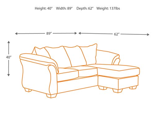 Signature Design by Ashley Darcy Casual Plush L-Shaped Reversible Sofa Chaise Chofa, Dark Blue