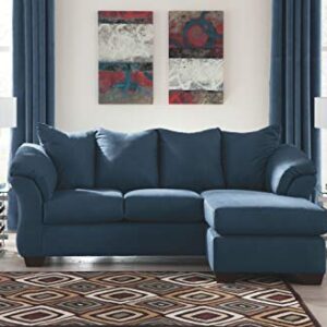 Signature Design by Ashley Darcy Casual Plush L-Shaped Reversible Sofa Chaise Chofa, Dark Blue