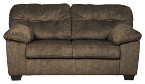 signature design by ashley accrington plush loveseat with tufted back, brown