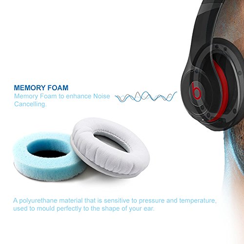 MMOBIEL Ear Pads Cushions Compatible with Beats by Dr. Dre Solo HD 1 Headphones with Memory Foam Protein Leather (White)